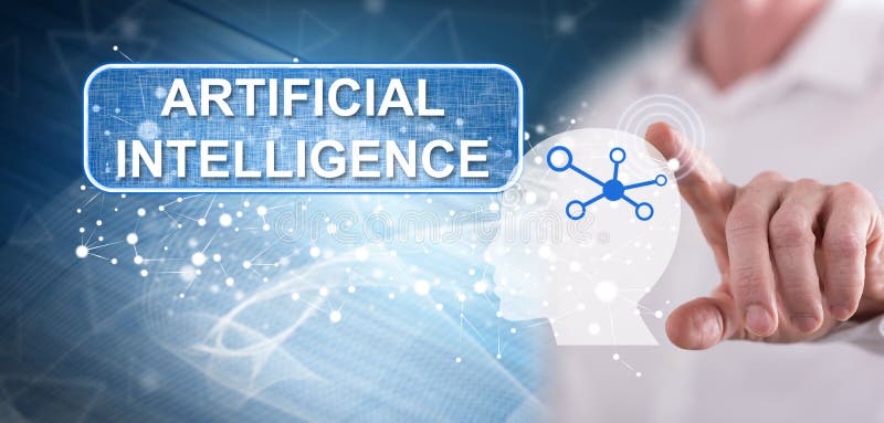 Man Touching an Artificial Intelligence Concept on a Touch Screen Stock ...