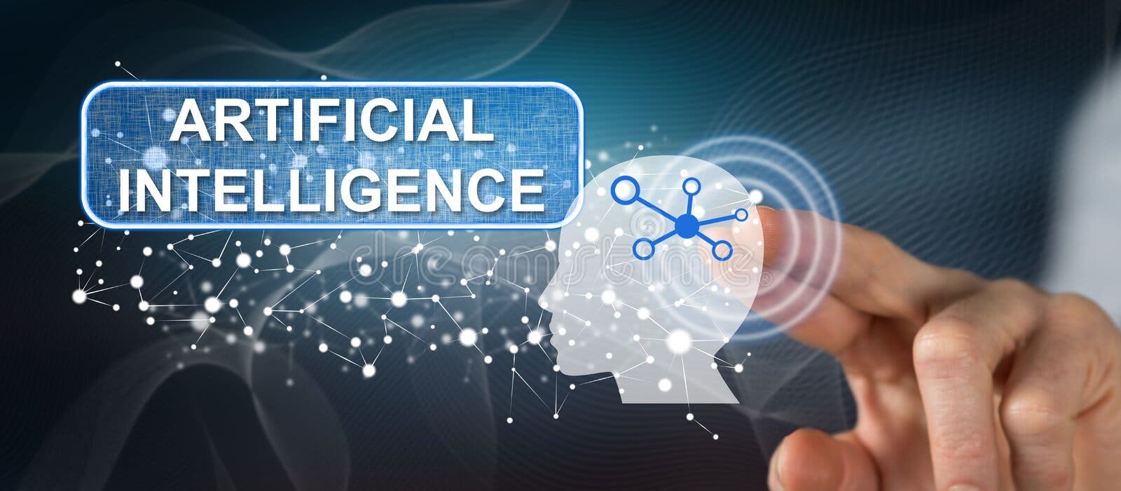 Man Touching an Artificial Intelligence Concept on a Touch Screen Stock ...