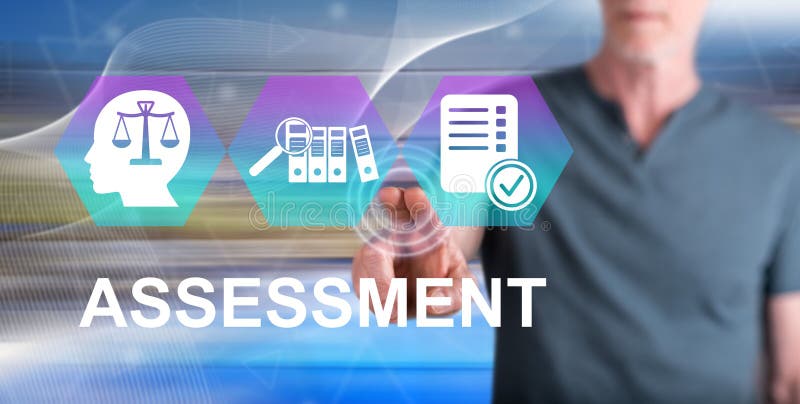 Man Touching an Assessment Concept Stock Photo - Image of screen ...