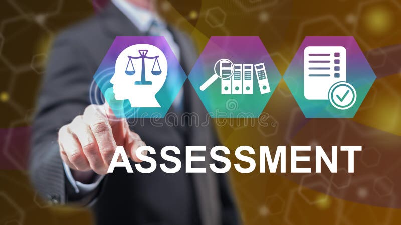 Man Touching an Assessment Concept Stock Illustration - Illustration of ...