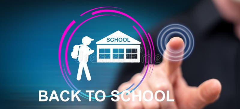 Man Touching a Back To School Concept Stock Image - Image of learning ...