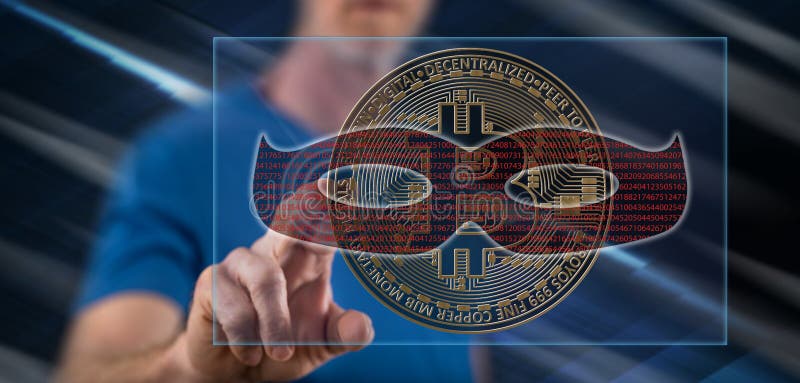 Man Touching a Bitcoin Hacking Concept Stock Image - Image of bank ...