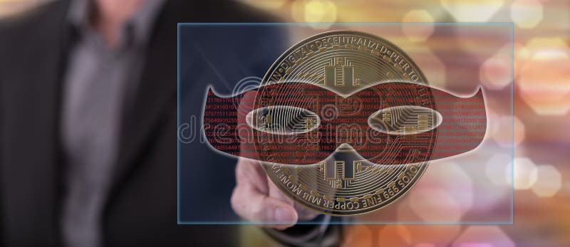 Man Touching a Bitcoin Hacking Concept Stock Photo - Image of hacking ...