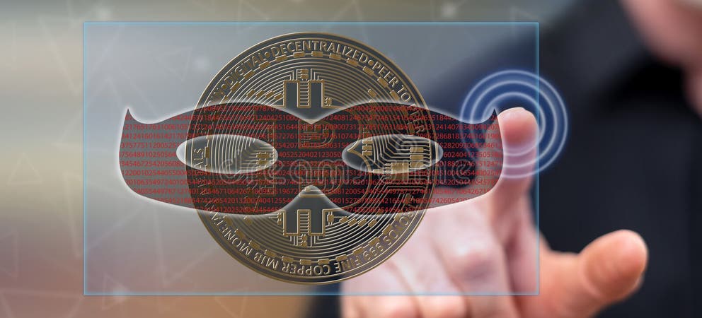 Man Touching a Bitcoin Hacking Concept Stock Photo - Image of money ...