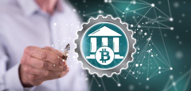 Man Touching a Bitcoin Regulation Concept Stock Image - Image of ...