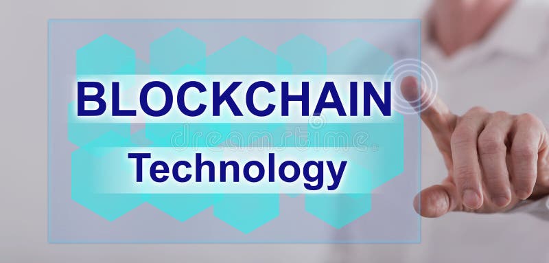 Man Touching a Blockchain Concept Stock Image - Image of cryptocurrency ...