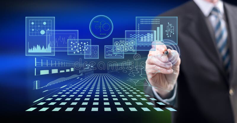Man Touching a Business Digital Interface Concept Stock Photo - Image ...