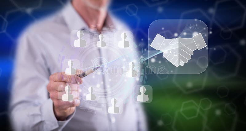 Man Touching a Business Partner Concept Stock Image - Image of person ...