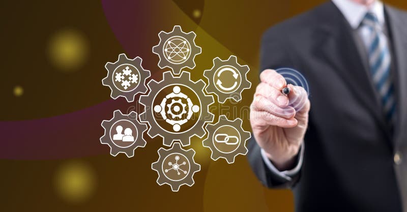 Man Touching a Business Relationship Concept Stock Image - Image of ...