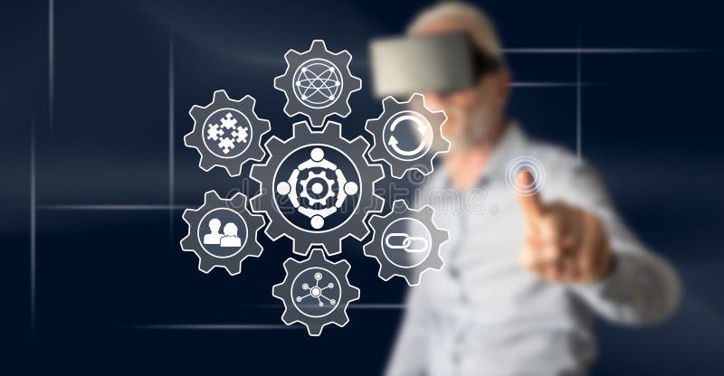 Man Touching a Business Relationship Concept Stock Image - Image of ...