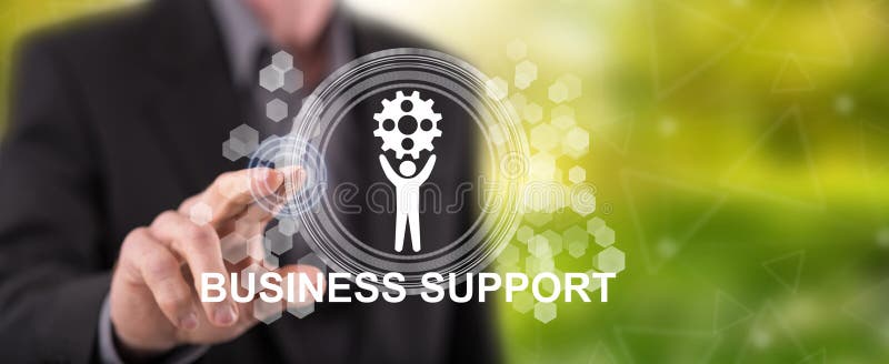 Man Touching a Business Support Concept Stock Photo - Image of solution, support: 379889082