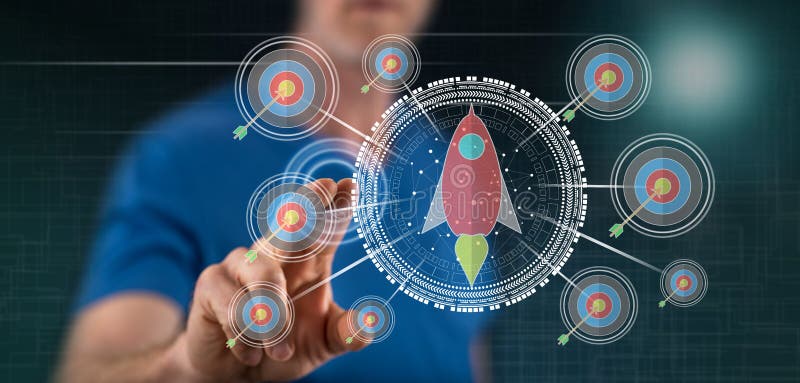 Man Touching a Business Target Concept Stock Illustration ...
