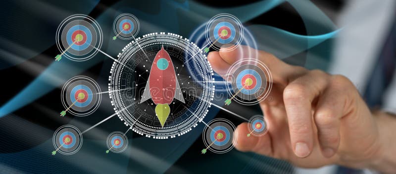 Man Touching a Business Target Concept Stock Photo - Image of arrow ...