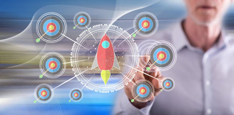 Man Touching a Business Target Concept Stock Photo - Image of center ...
