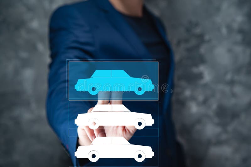 Man touching in car model stock photo. Image of business - 207232838