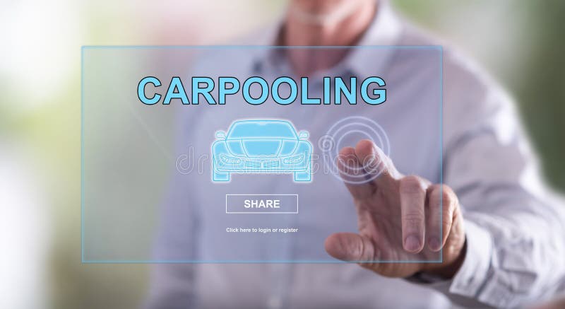 Man Touching a Carpooling Concept on a Touch Screen Stock Image - Image ...