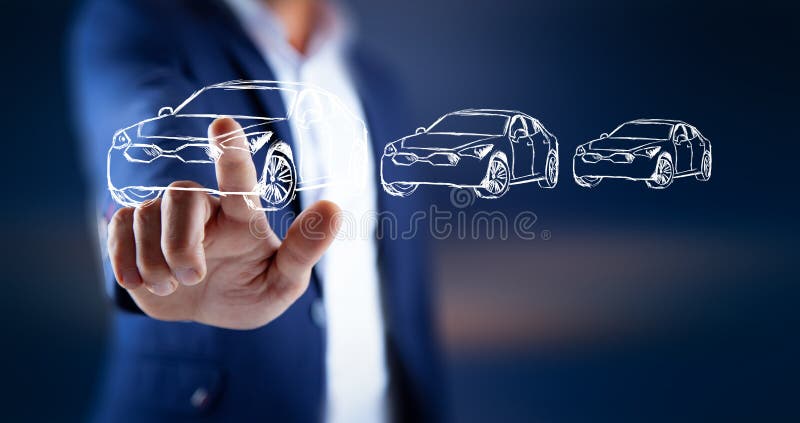 Man Touching Cars in Screen Stock Photo - Image of model, screen: 191824906