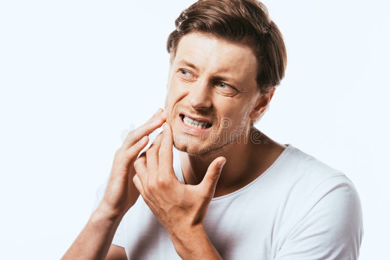 Man Touching Cheek Looking Away Stock Photos - Free & Royalty-Free ...