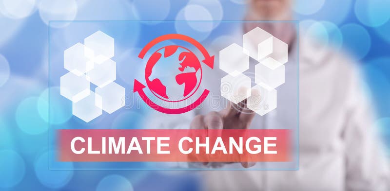 Man Touching a Climate Change Concept Stock Image - Image of ...