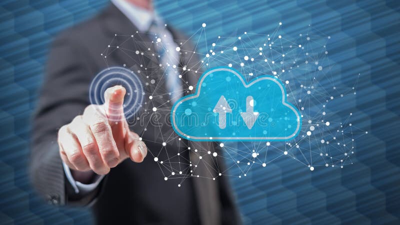 Man Touching Cloud Storage Concept Stock Image - Image of networking ...