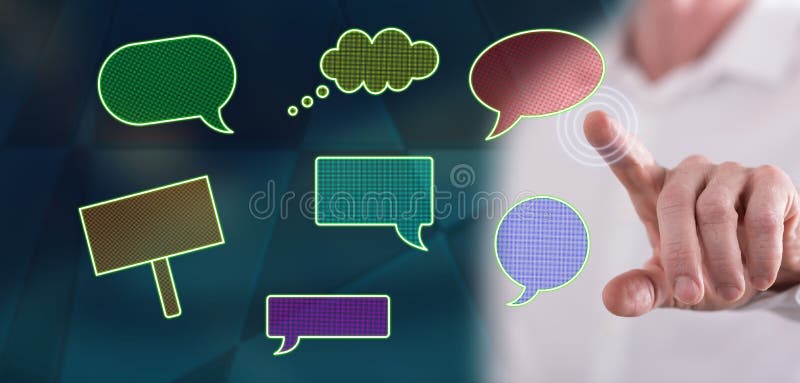 Man Touching a Communication Concept Stock Image - Image of ...