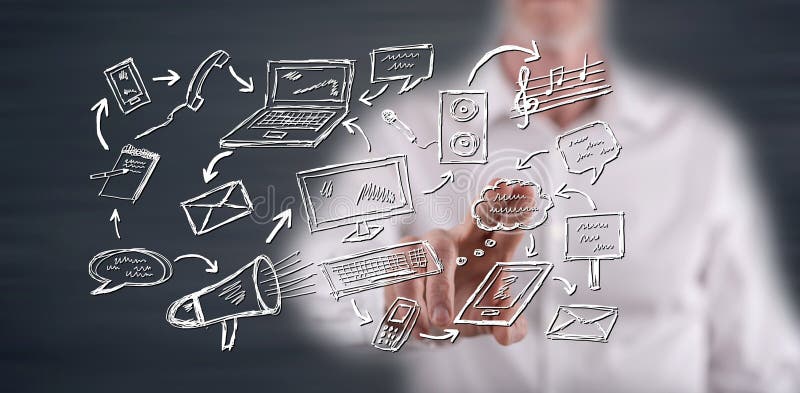 Man Touching a Communication Concept Stock Image - Image of exchange ...