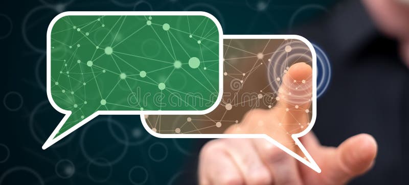 Man Touching a Communication Network Concept Stock Image - Image of ...