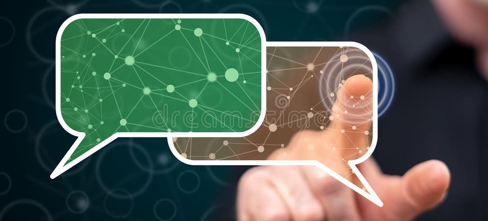 Man Touching a Communication Network Concept Stock Image - Image of ...