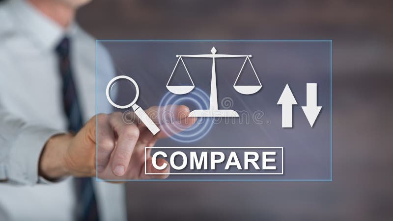 Man Touching a Compare Concept Stock Photo - Image of business ...