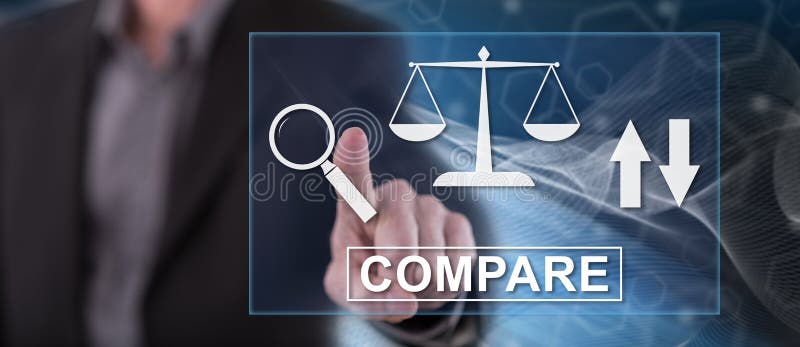 Man Touching a Compare Concept Stock Photo - Image of ratio, cost ...