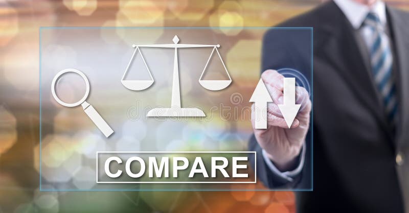 Man Touching a Compare Concept Stock Photo - Image of positive, choice ...