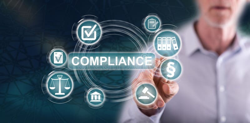 Man Touching a Compliance Concept Stock Image - Image of standard ...