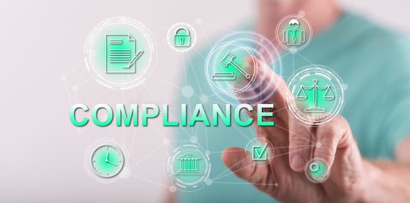 Man Touching a Compliance Concept Stock Image - Image of management ...