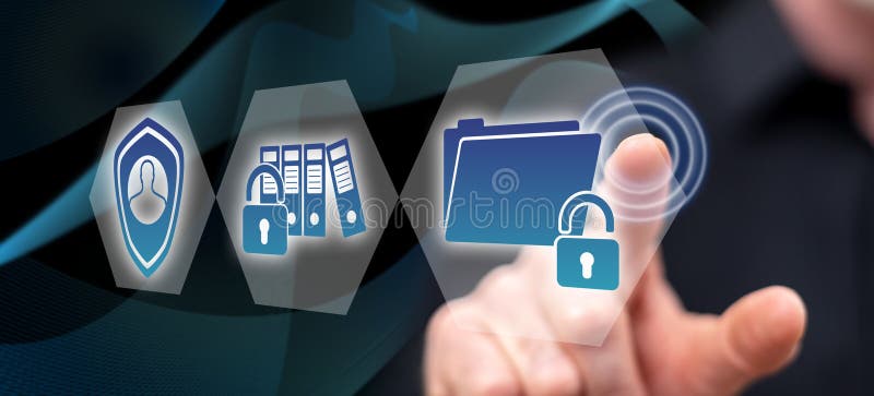 Man Touching a Confidential Data Concept Stock Photo - Image of digital ...