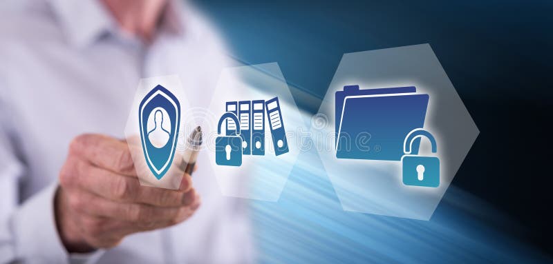 Man Touching a Confidential Data Concept Stock Photo - Image of ...