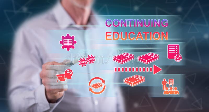 Man Touching a Continuing Education Concept Stock Image - Image of ...