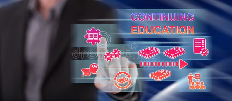 Man Touching a Continuing Education Concept Stock Image - Image of ...