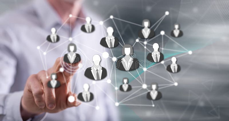 Man Touching a Cooperation Concept Stock Photo - Image of internet ...