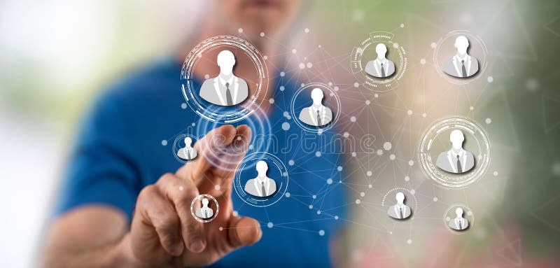 Man Touching a Cooperation Concept Stock Illustration - Illustration of ...