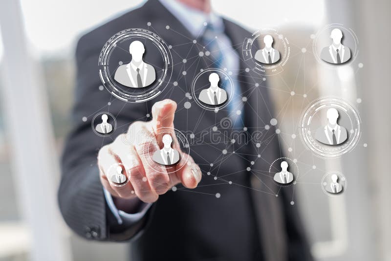 Man Touching a Cooperation Concept Stock Photo - Image of human ...