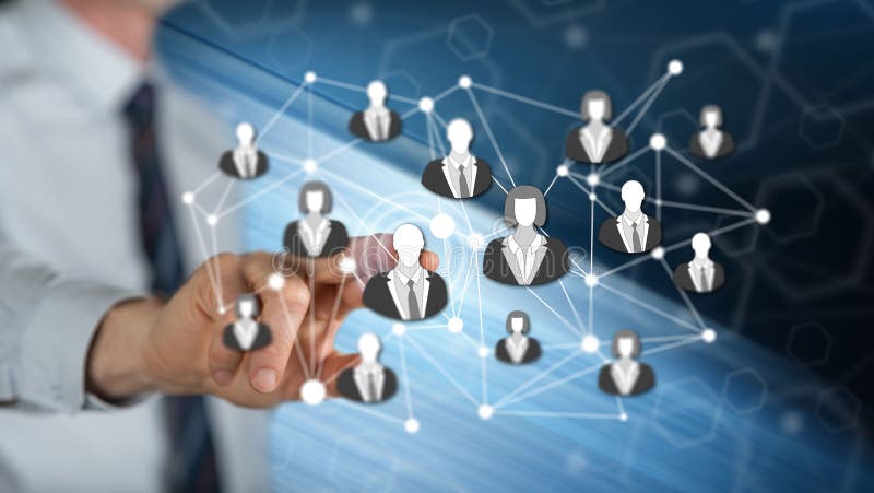 Man Touching a Cooperation Concept Stock Image - Image of recruitment ...