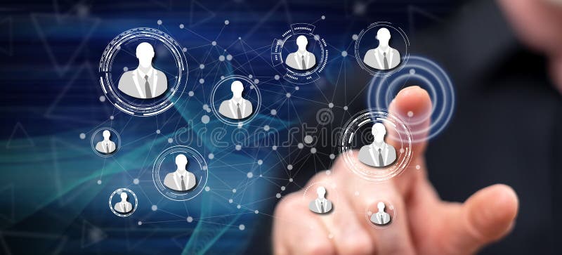 Man Touching a Cooperation Concept Stock Photo - Image of contact ...