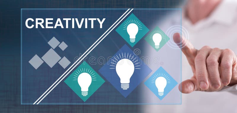 Man Touching a Creativity Concept Stock Image - Image of creativity ...