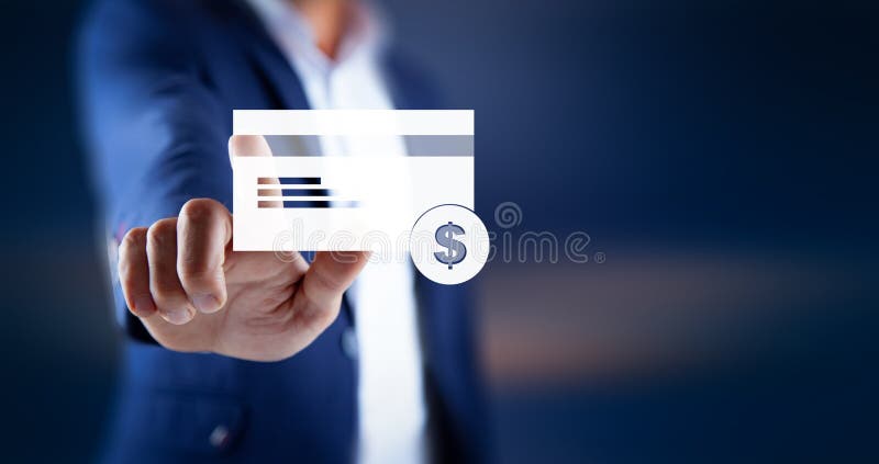 Man Touching Credit Card in Screen Stock Photo - Image of businessman ...