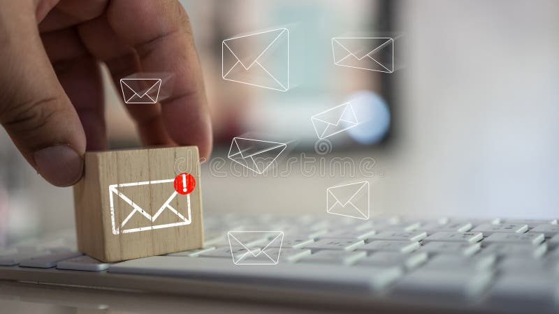 Man Touching Cube Block with Envelope and Notifications Symbol Icon for ...