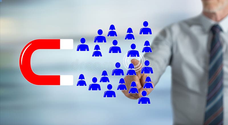 Man Touching a Customer Attraction Concept Stock Image - Image of ...