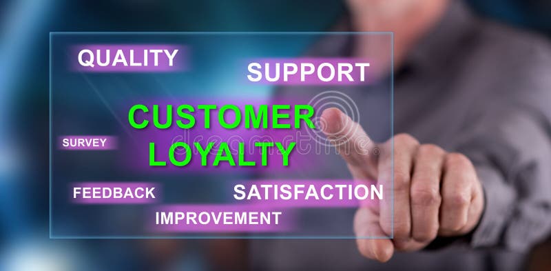Man Touching a Customer Loyalty Concept on a Touch Screen Stock Photo ...