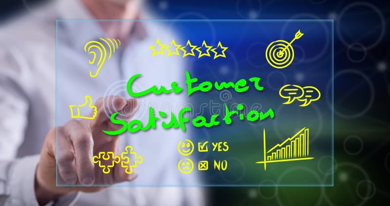 Man Touching a Customer Satisfaction Concept Stock Illustration ...