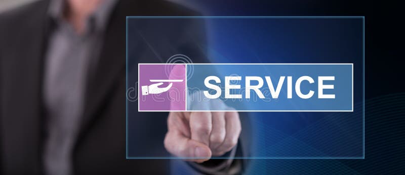 Man Touching a Customer Service Concept Stock Image - Image of screen ...
