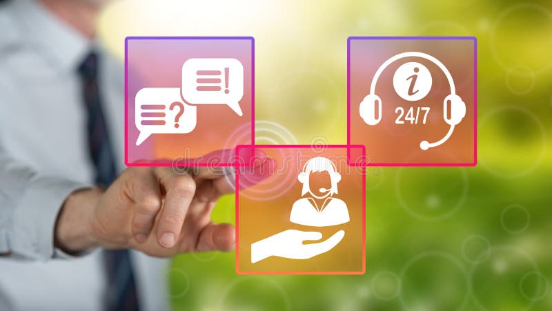 Man Touching a Customer Service Concept Stock Photo - Image of concept ...